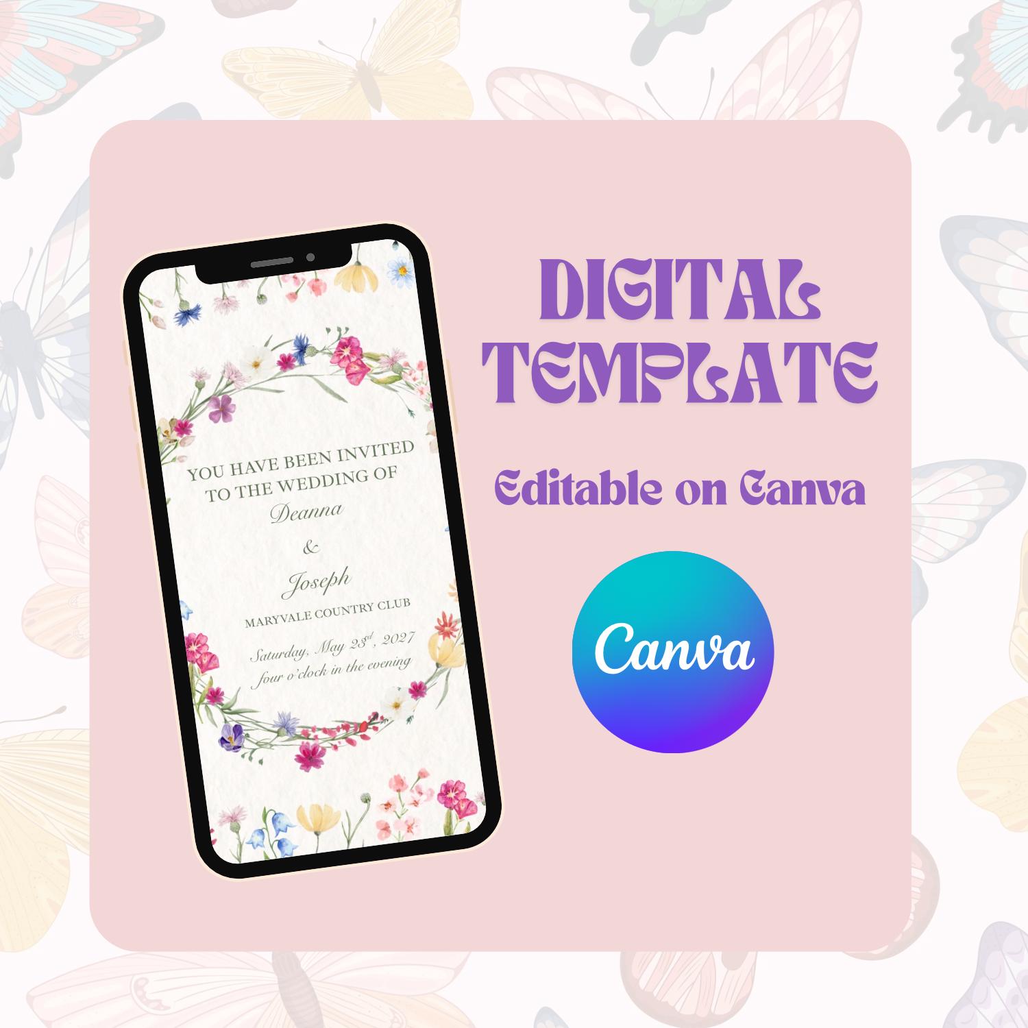 Wildflower Wedding Invitation Template - Etsy
