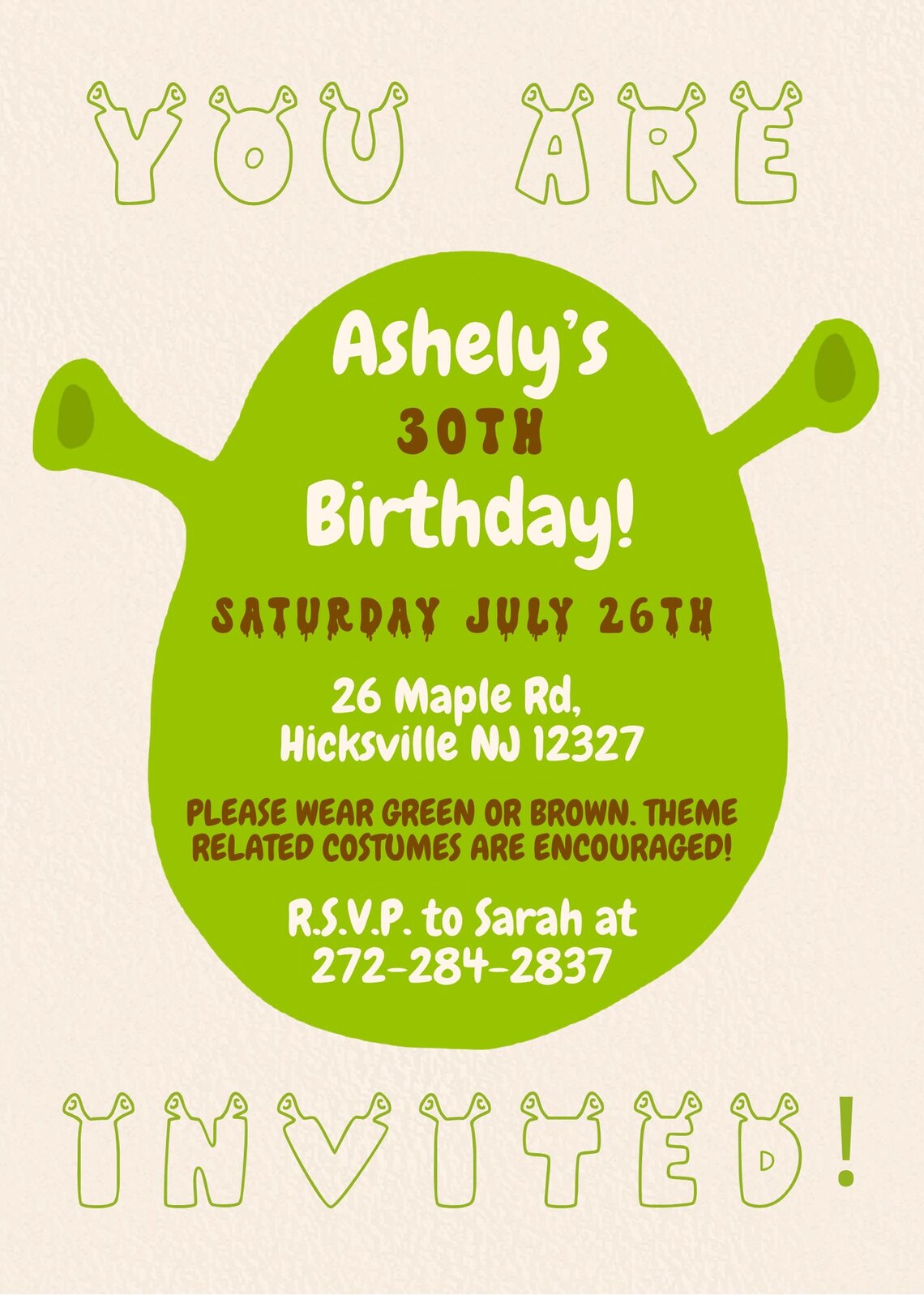 Shrek Inspired Birthday Invitation | “my Twenties Are All Ogre Now ...