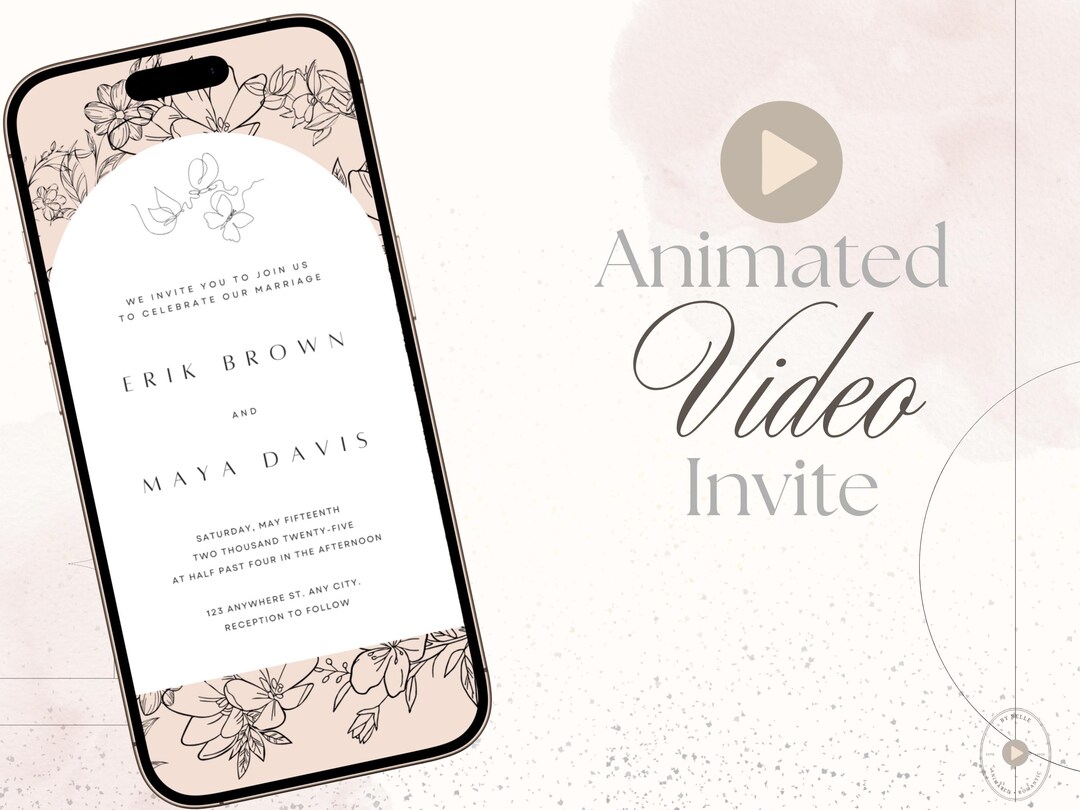 Animated Floral Pink and White Wedding Invite - Etsy