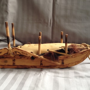 Native America Indian With Sled Folk Art Wood Carving - Folk Art ...