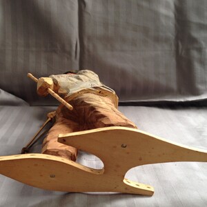 Native America Indian With Sled Folk Art Wood Carving - Folk Art ...