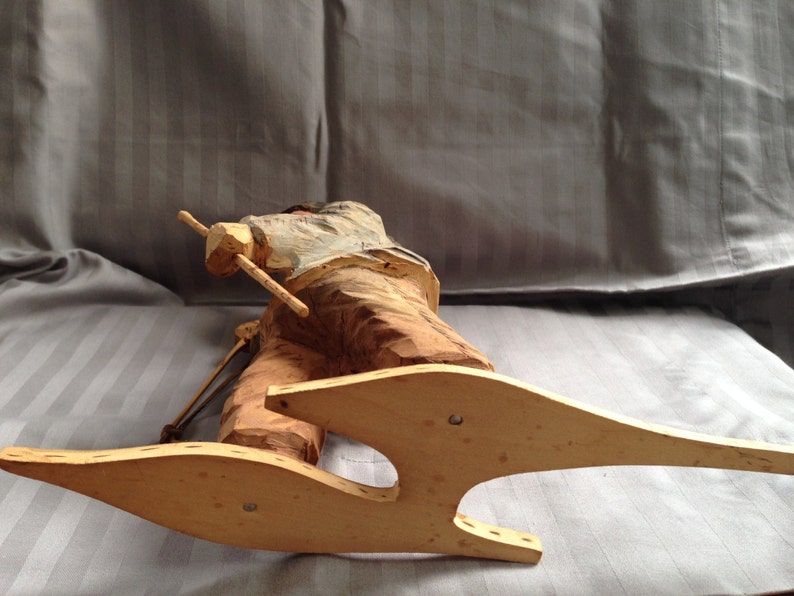 Native America Indian With Sled Folk Art Wood Carving - Folk Art ...