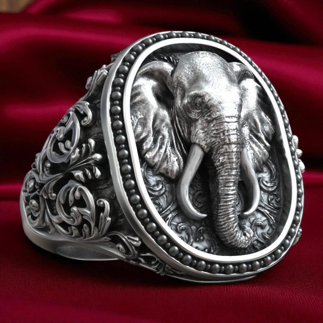 Handcrafted Elephant Head Signet Ring for Men – Unique Savannah ...