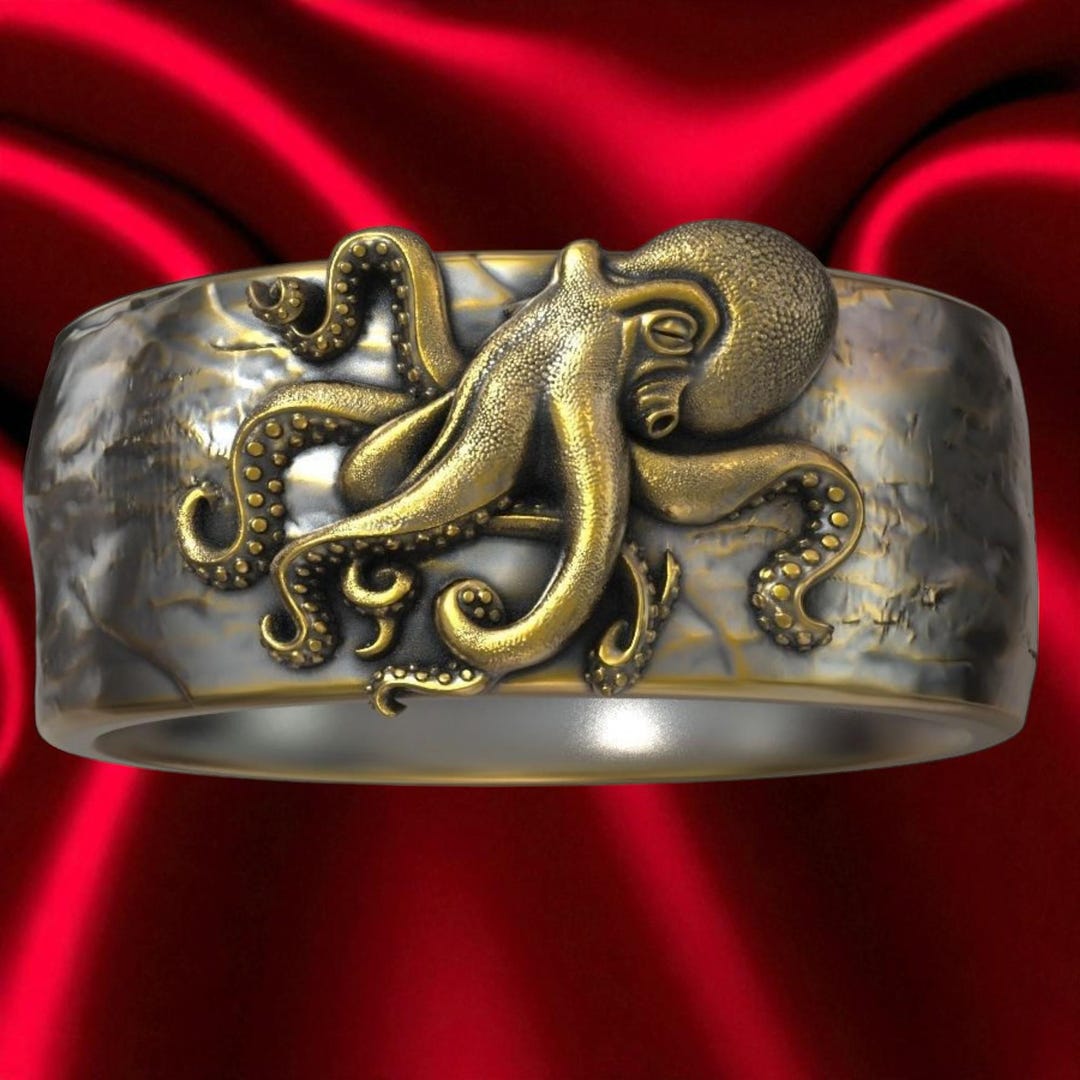 Octopus Tentacle Ring Kraken Wedding Band, Nautical Handmade Jewelry ...