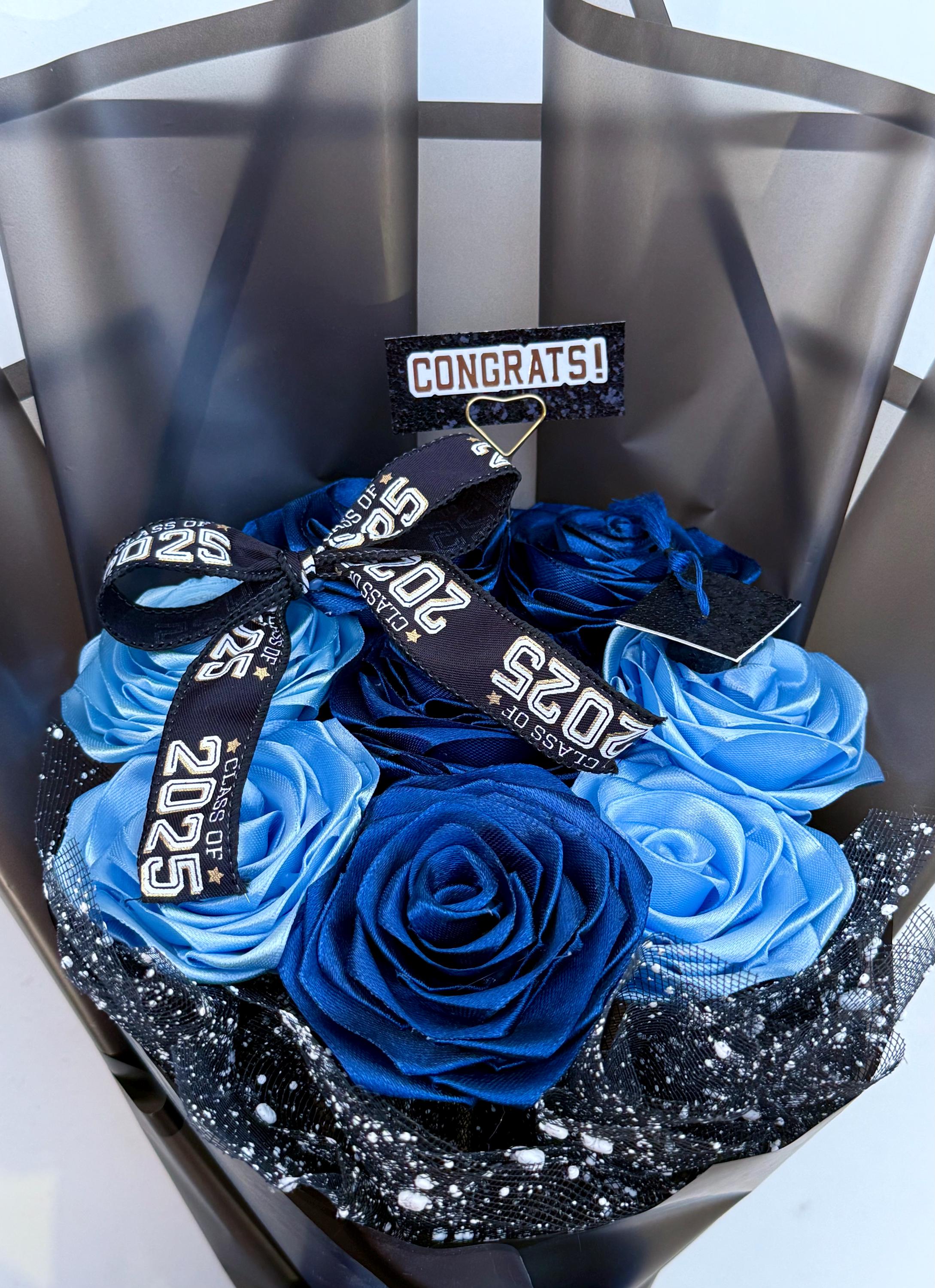 Midnight Sky – 8-rose Graduation Bouquet With Celestial Wrap & Class of ...