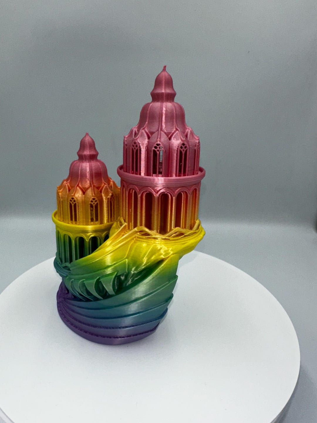 Twilight Spire Twin Towers, 3D Printed Fantasy Elven Temple in Rainbow ...