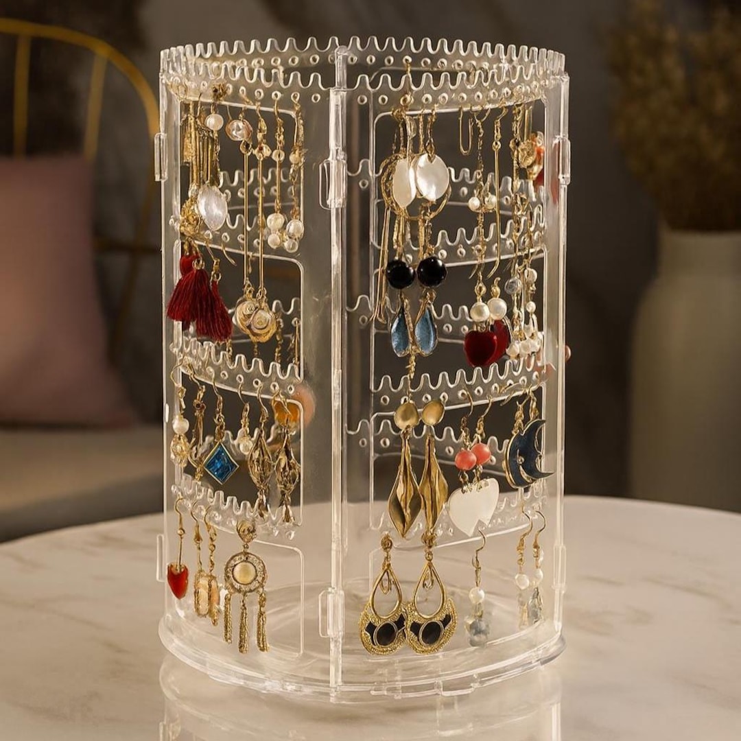 Rotating Earring Organizer Stand – Clear Jewelry Display Tower - Etsy