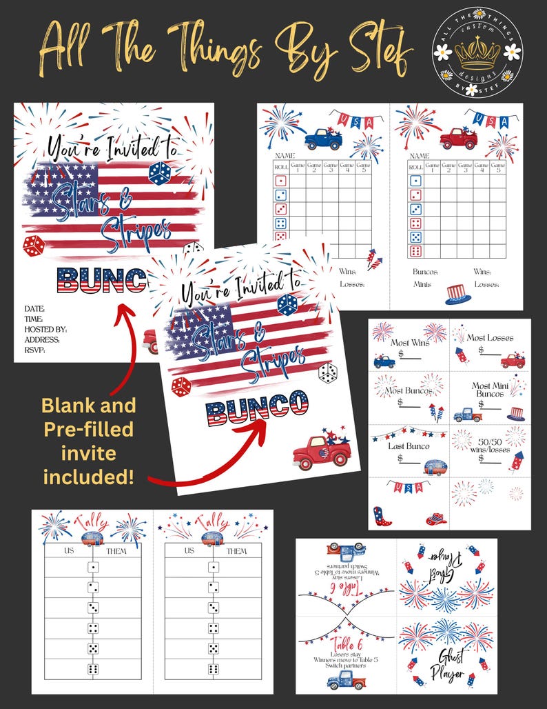 Stars and Stripes Bunco Bundle, Printable (PDF Download) - Etsy Australia
