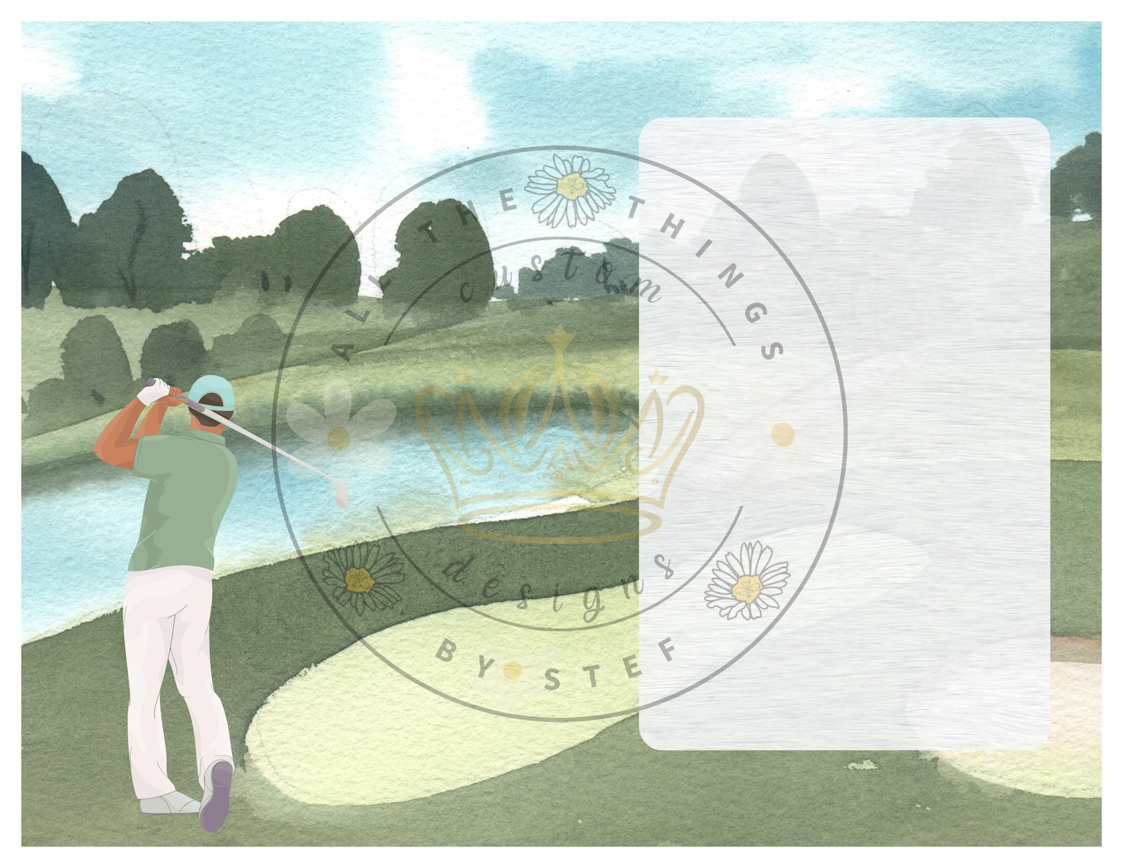 Watercolor Golf Birthday Card: Printable 8.5x11 (PDF Download - Etsy