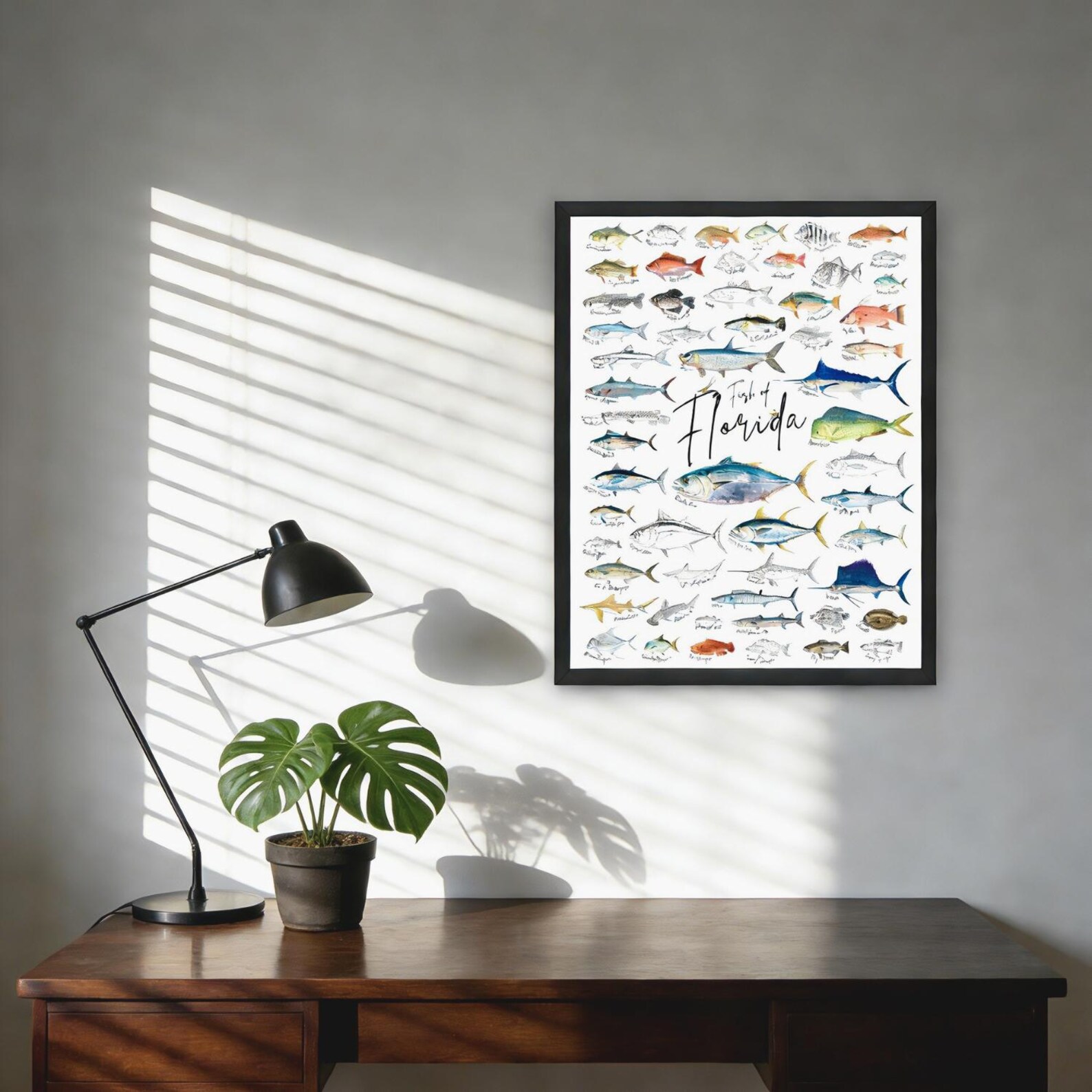 Florida Fish Identification Poster, Coastal Cottage Wall Art, Fishing ...