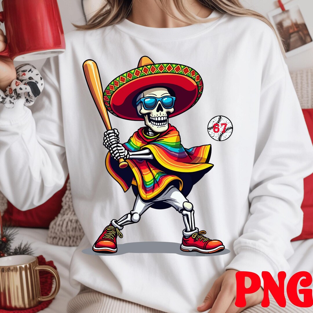Funny Mexican Skeleton Baseball Fiesta PNG, Cinco De Mayo (digital ...