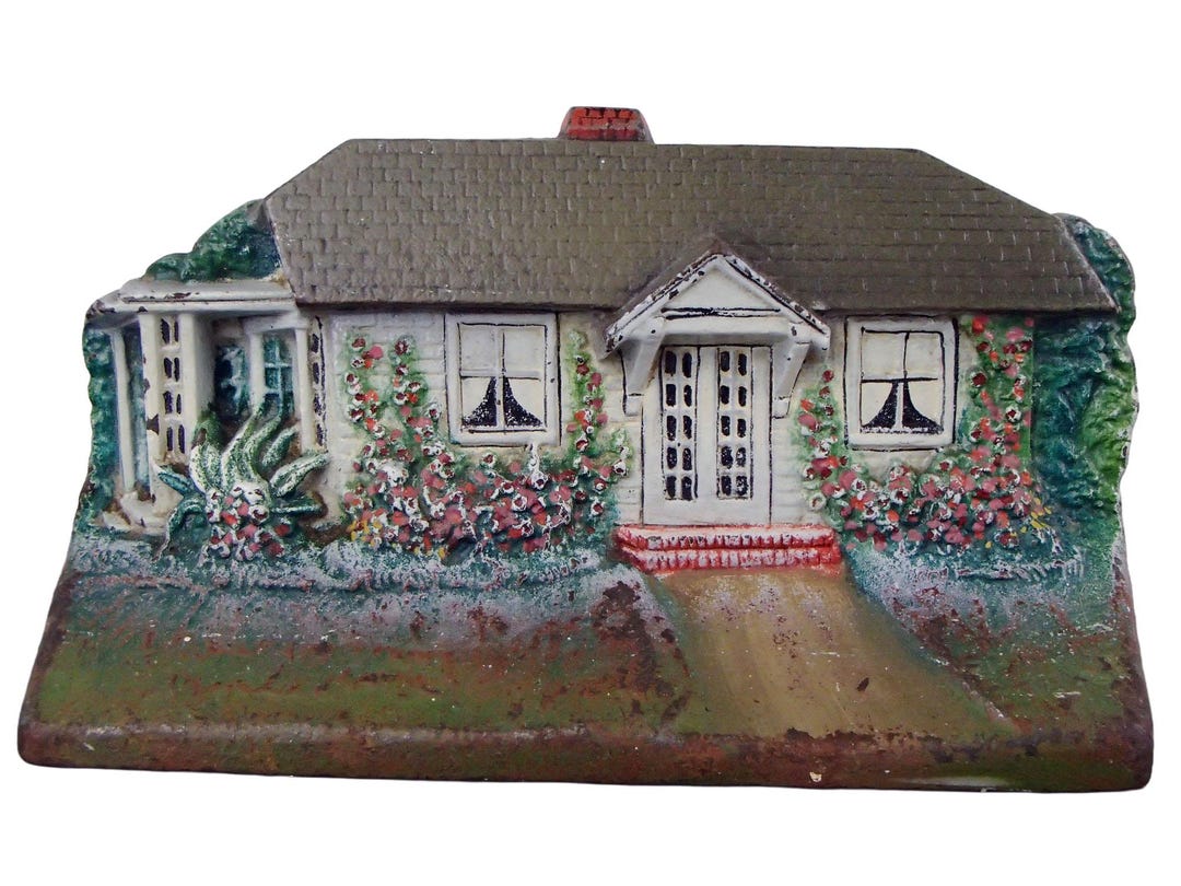 Vintage CJO Judd Cottage Doorstop – Hand-painted Floral Cast Iron Decor ...