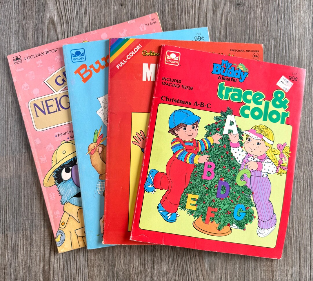 Vintage Golden Book Activity Set: Sesame Street, My Buddy, Preschool ...