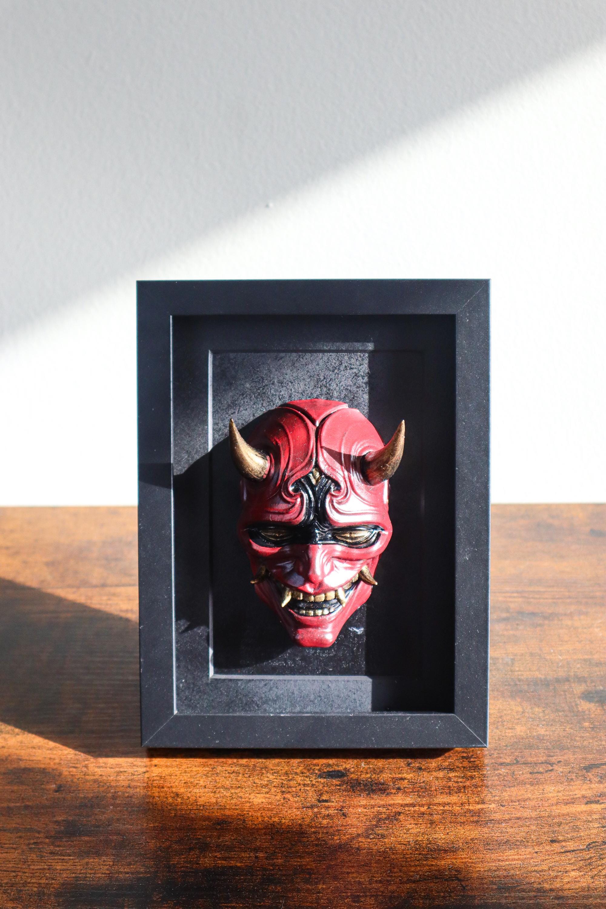Framed Oni Mask Wall Sculpture - Etsy