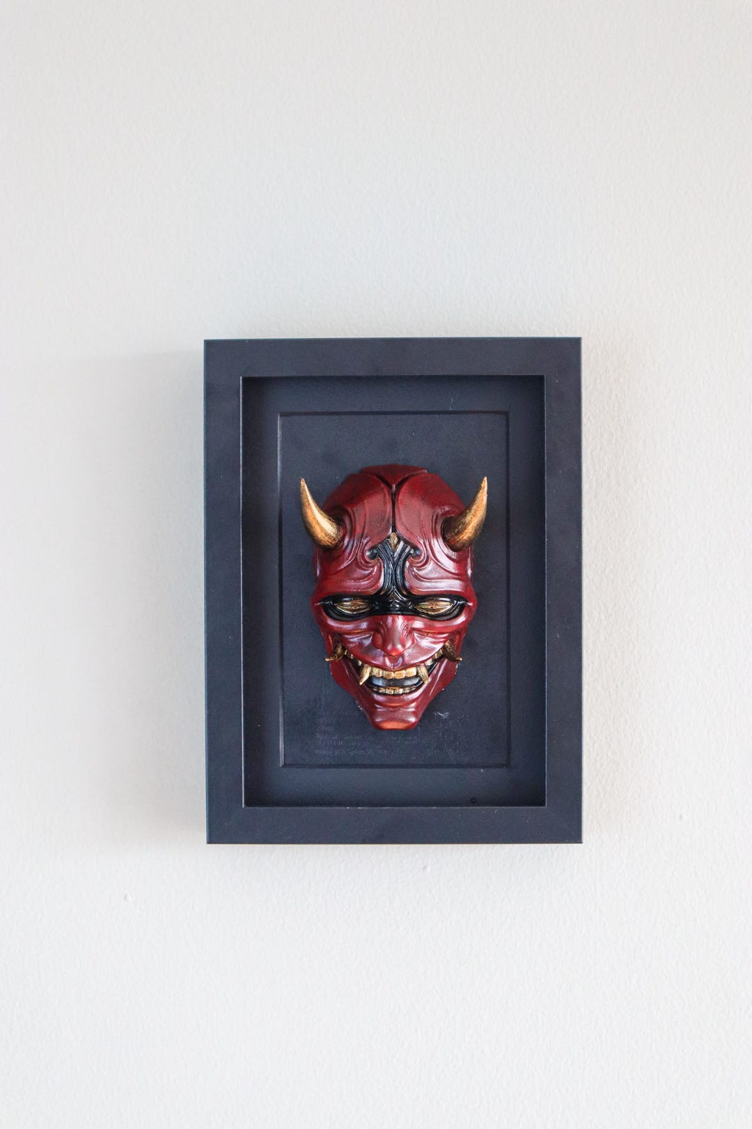 Framed Oni Mask Wall Sculpture - Etsy