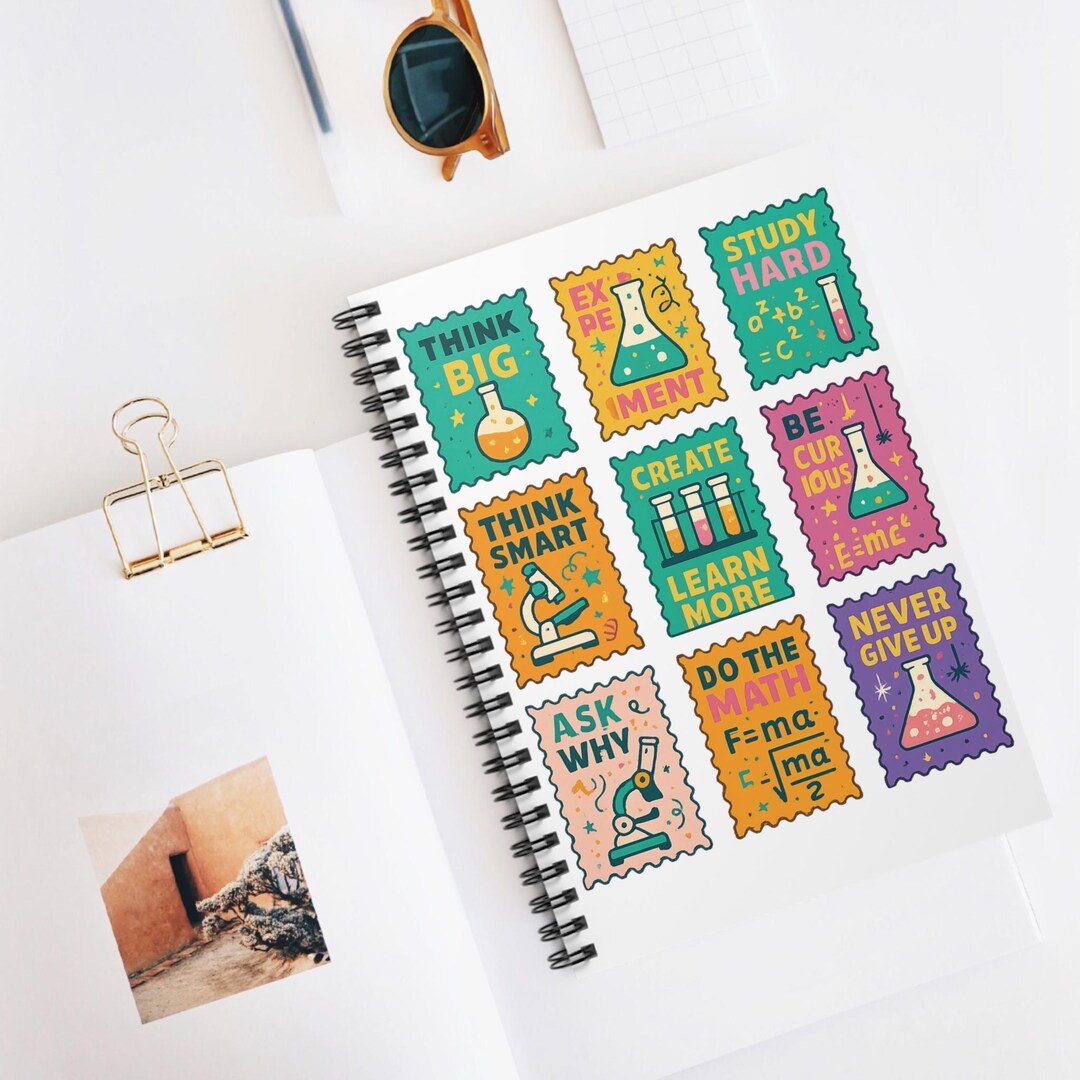 STEM Spiral Notebook: Colorful Science Design, 118 Ruled Pages - Etsy