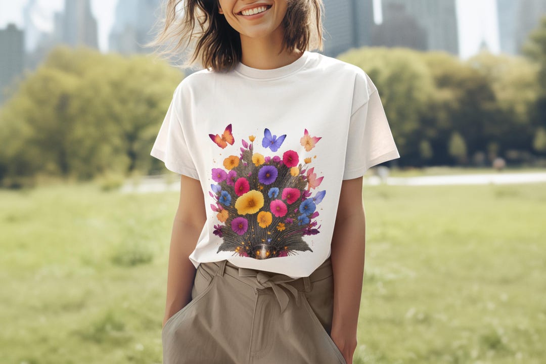 Bold Vibrant Wildflowers Floral T-shirt | Relaxed Fit Comfort Colors ...