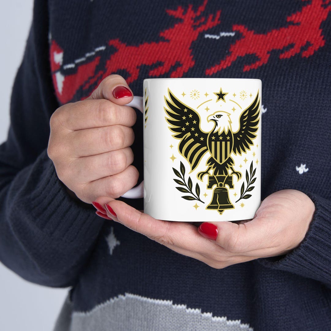 Bold American Gold Black Eagle Crest Mug for Coffee and Tea Lovers ...