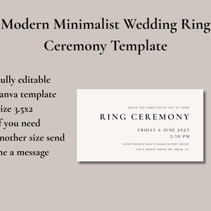 Ring Ceremony Modern Minimalist Insert Card Template – Editable LDS ...
