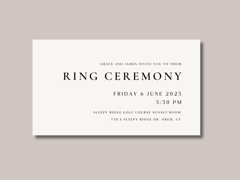 Ring Ceremony Modern Minimalist Insert Card Template – Editable LDS ...