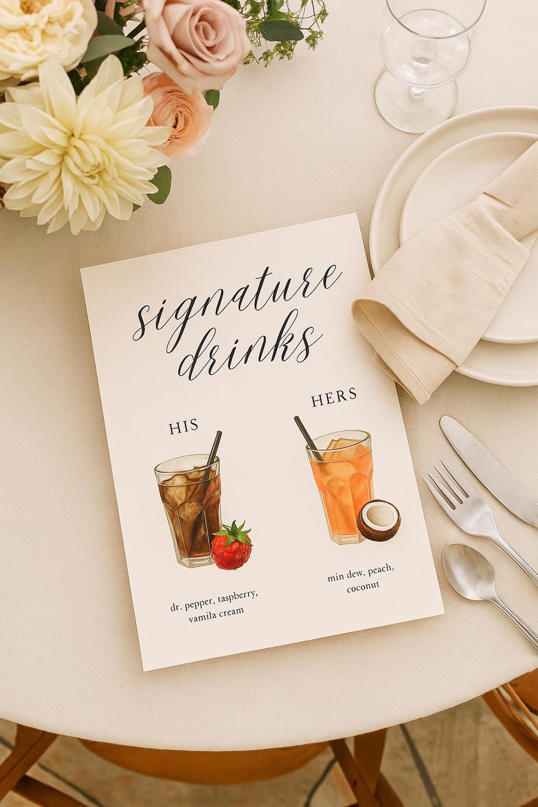 Watercolor Mocktail Sign Template: Customizable Drink Menu (canva ...