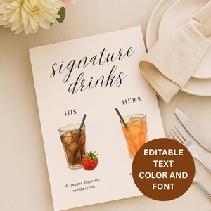Watercolor Mocktail Sign Template: Customizable Drink Menu (canva ...