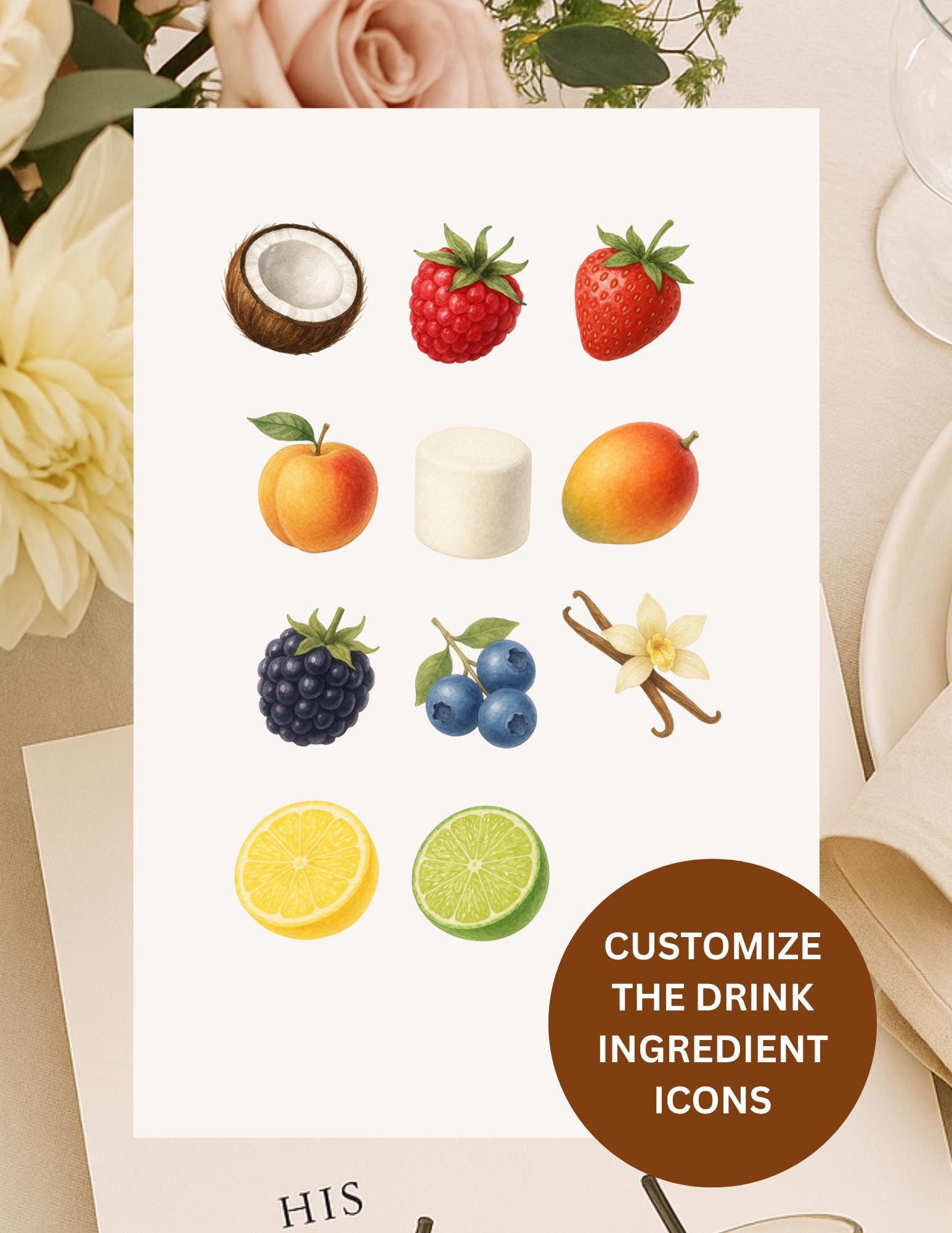 Watercolor Mocktail Sign Template: Customizable Drink Menu (canva ...