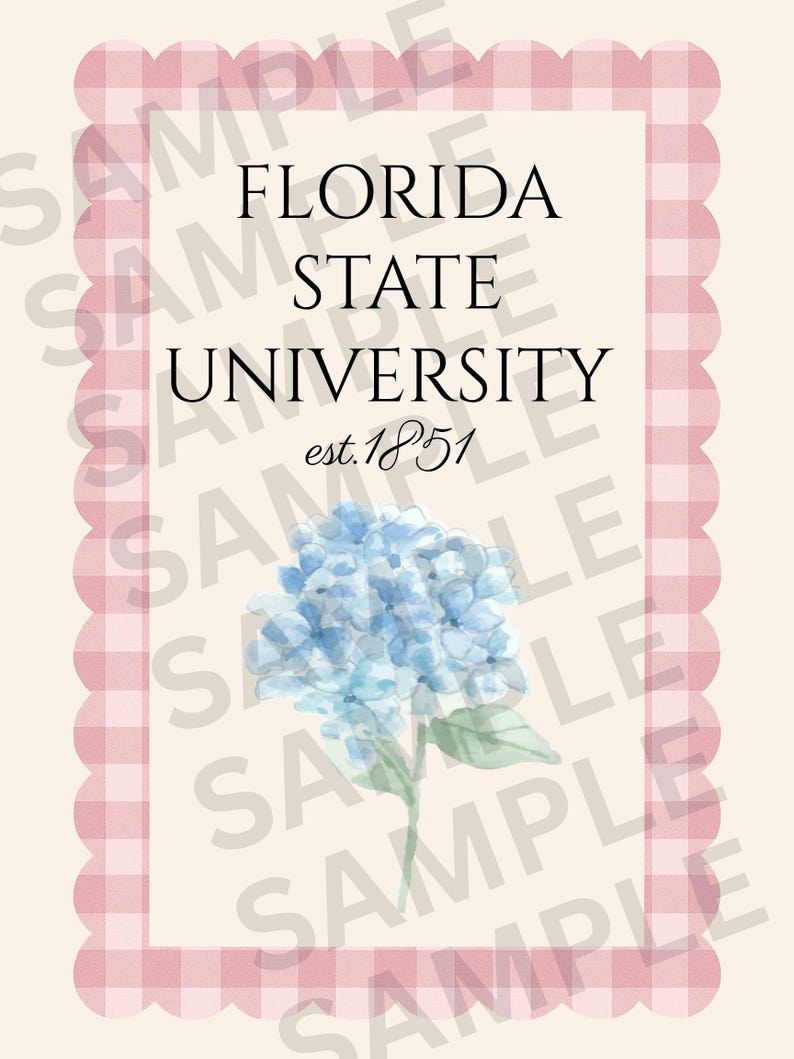 Cute FSU Digital Poster/ Preppy Florida State University Prints ...