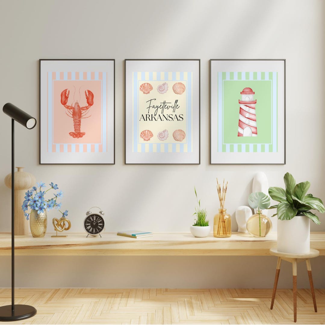 Cute Preppy Fayetteville Digital Posters / East Coast Vibe Uark Wall ...