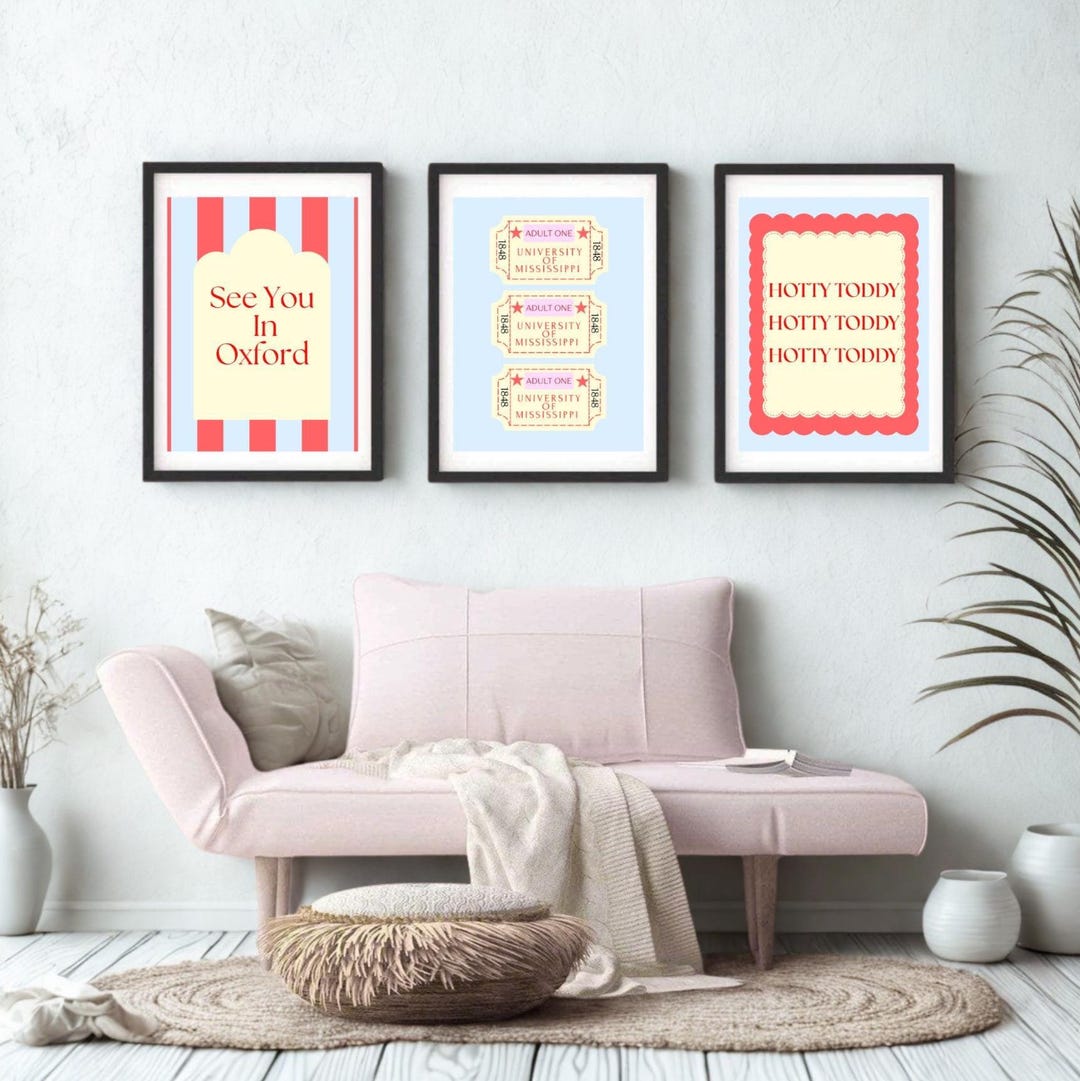 OLE MISS Preppy Cute Digital Poster/ Hotty Toddy Apartment Dorm Decor ...