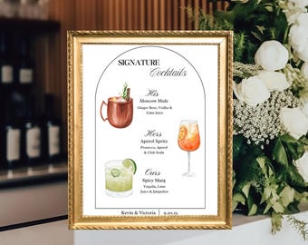 Aesthetic Wedding Signature Cocktail Bar Menu - Etsy