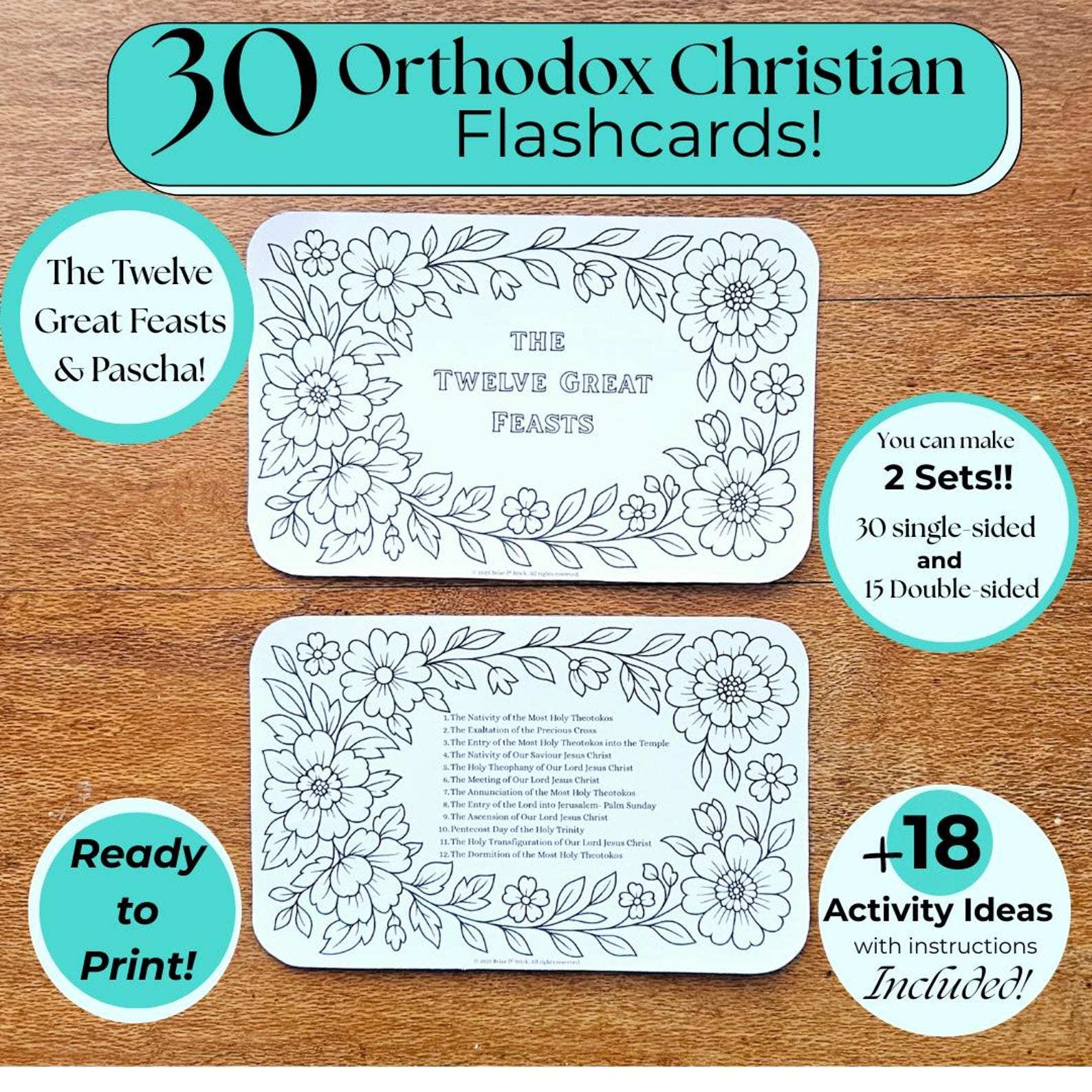 30 Flashcards | Orthodox Christian Twelve Great Feasts & Pascha Set ...