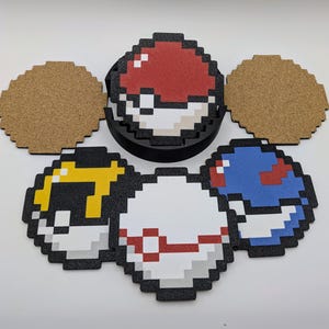 Pokemon Poké Ball Coaster Set - Customized Pixel Art Bundle - Etsy