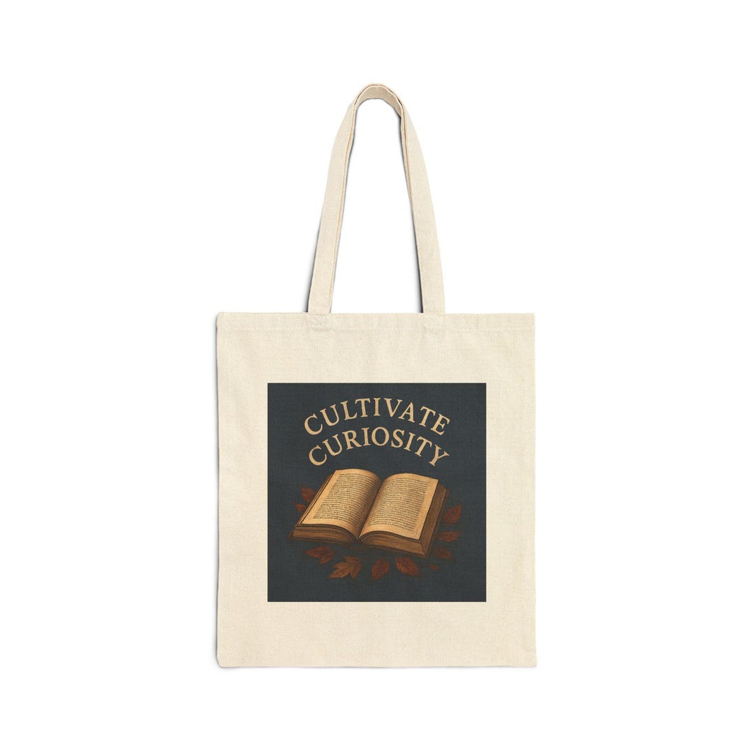 Cultivate Curiosity Book Illustration Tote Bag | Vintage Open Book ...