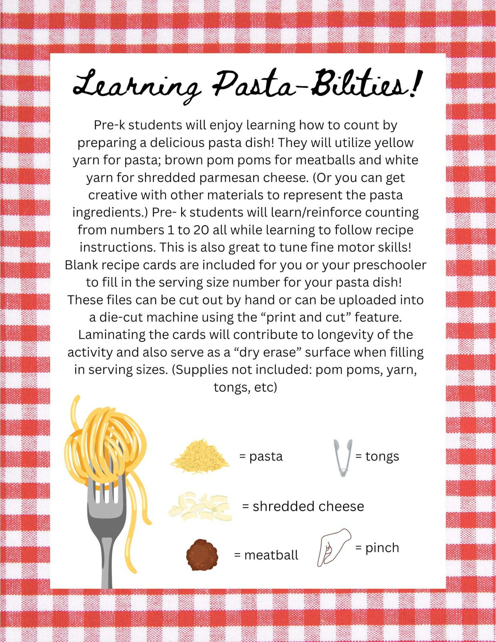 Pasta-bilities Sensory Bin - Digital Files - Etsy