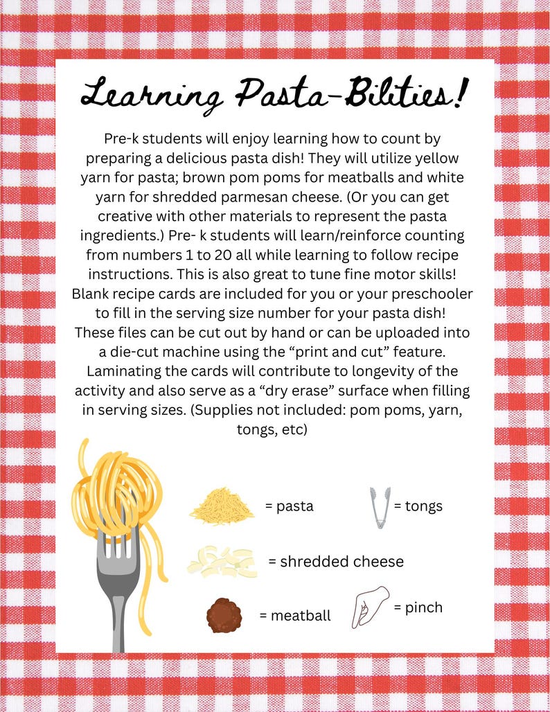 Pasta-bilities Sensory Bin - Digital Files - Etsy