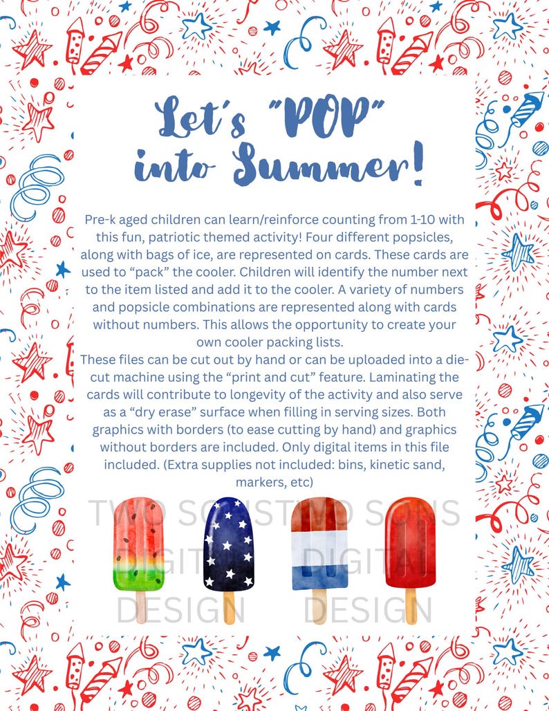 Patriotic Popsicle Sensory Bin - Digital Files - Etsy