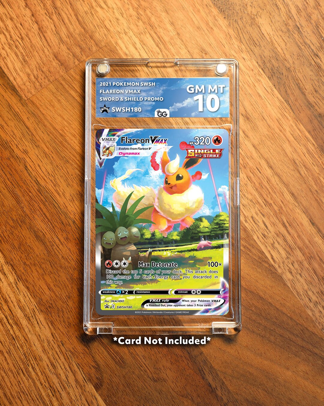 Flareon VMAX SWSH Extended Frame Pokémon Graded Case | Custom Slab ...