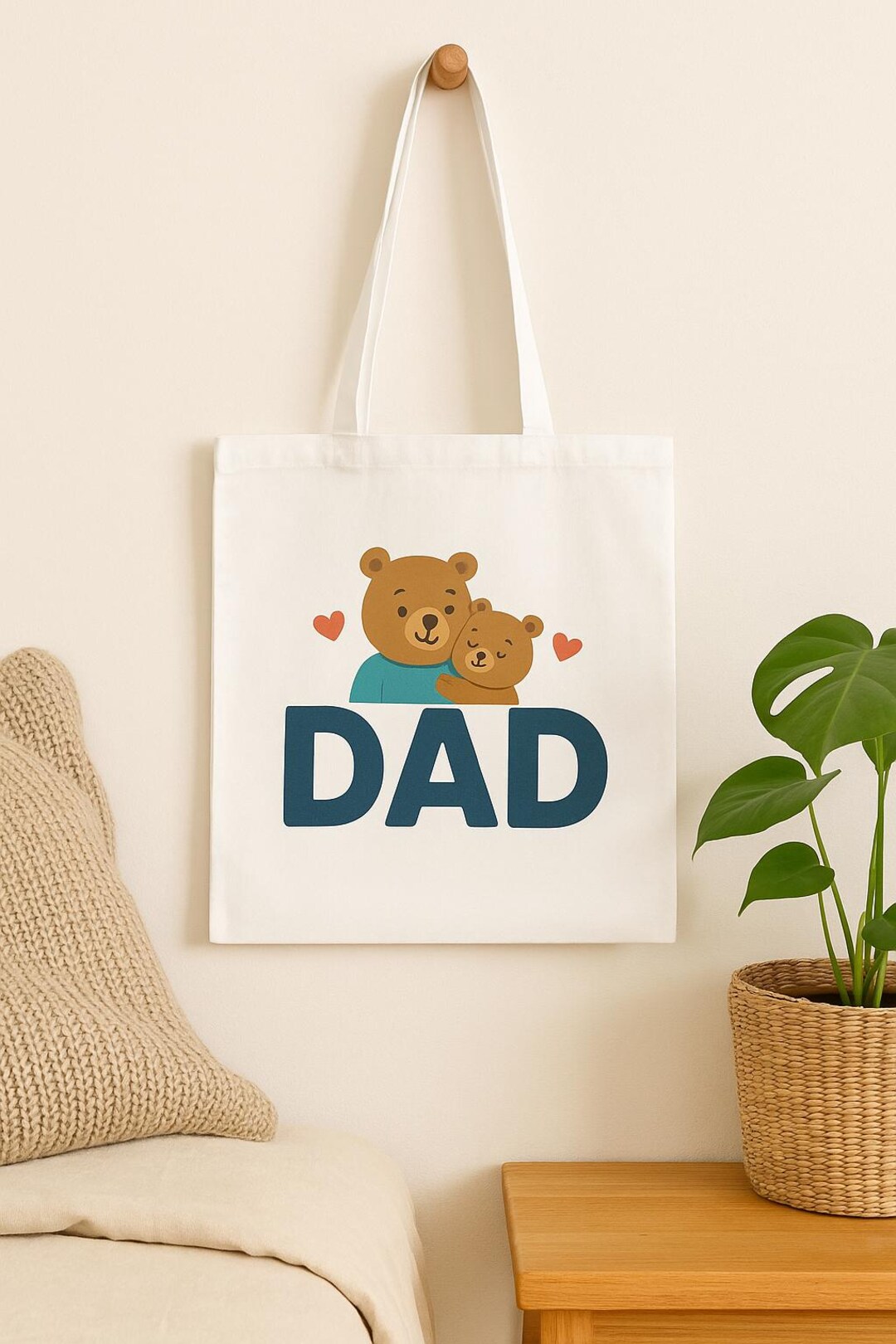Dad Bear Cotton Tote - Perfect Father's Day Gift, Eco-friendly Grocery ...