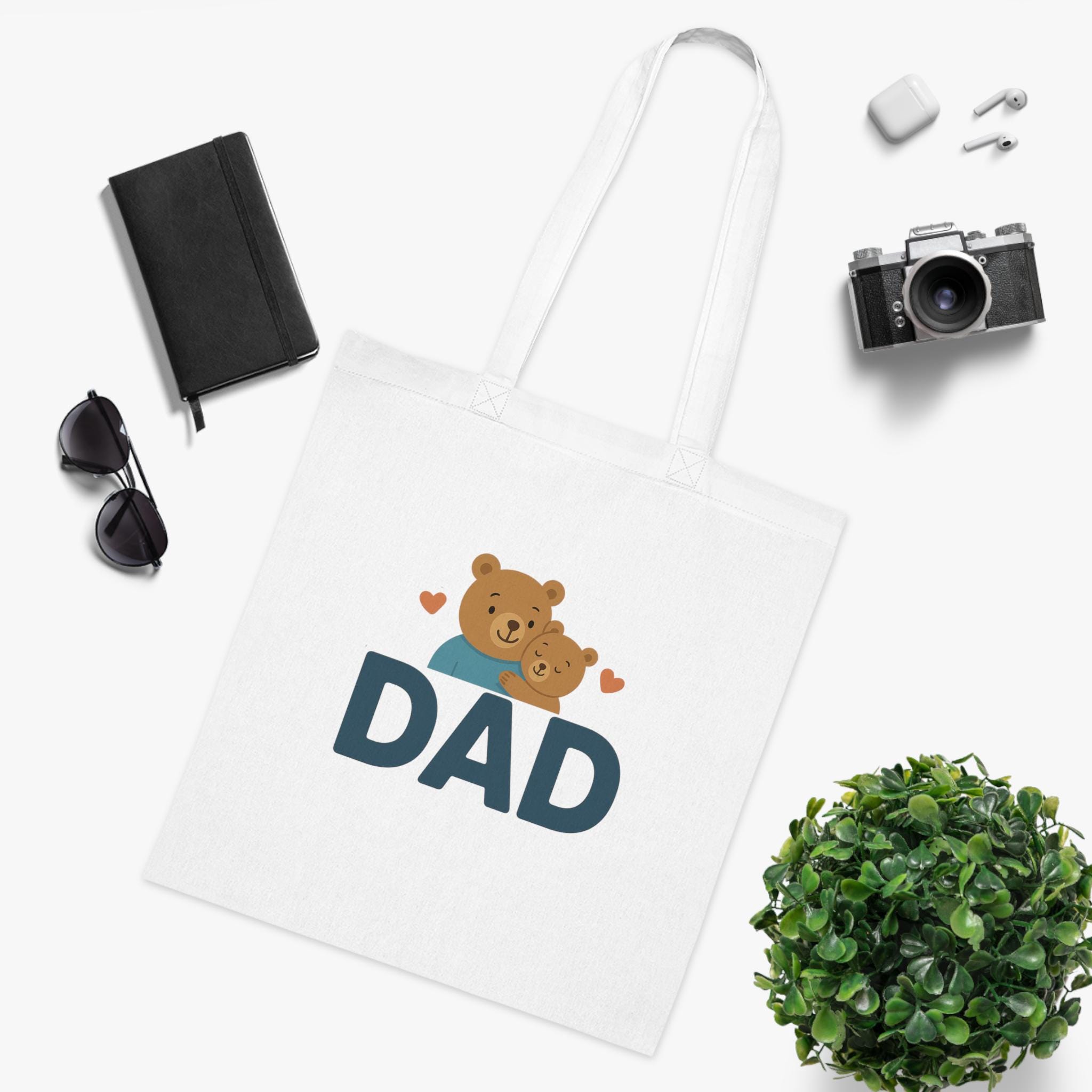 Dad Bear Cotton Tote - Perfect Father's Day Gift, Eco-friendly Grocery ...