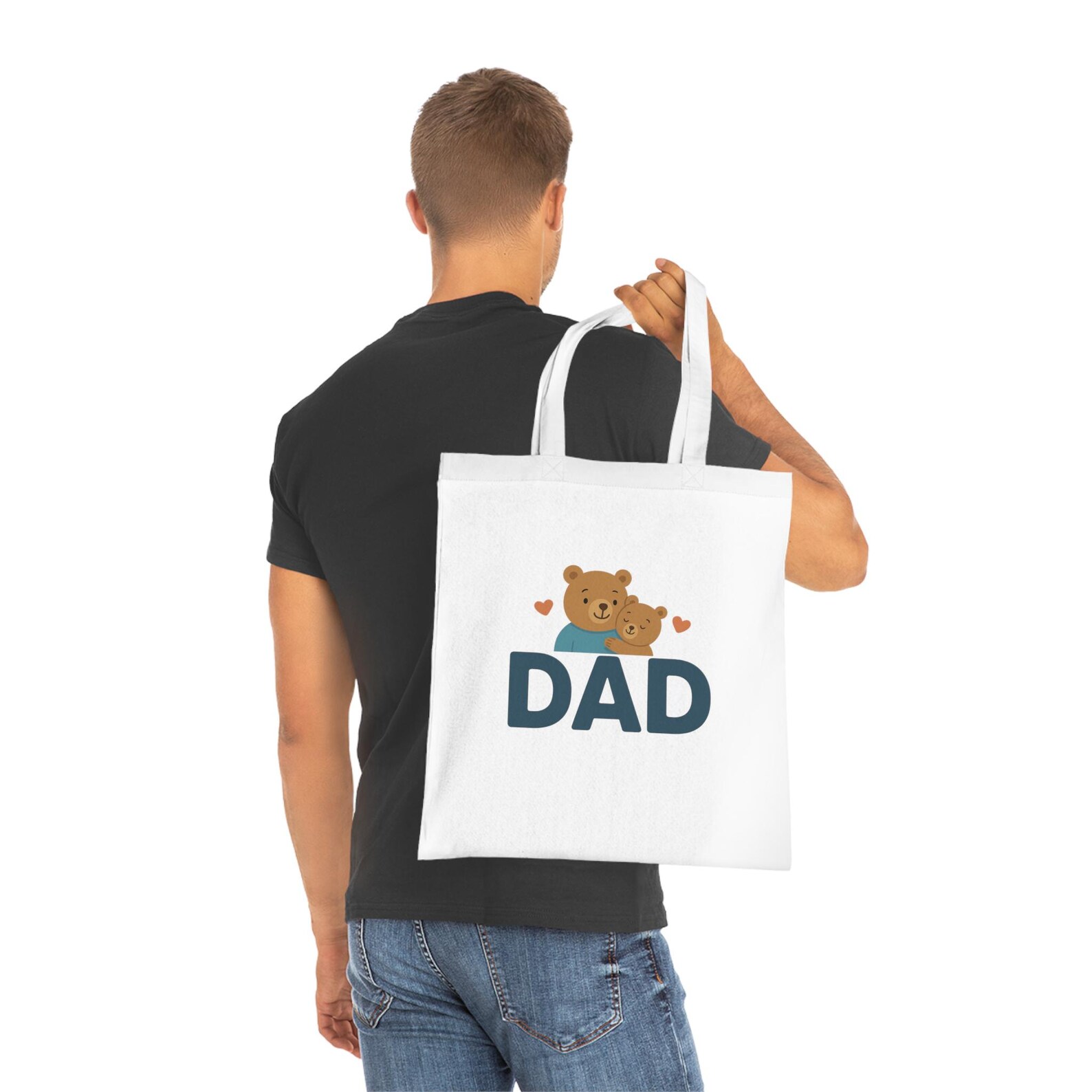 Dad Bear Cotton Tote - Perfect Father's Day Gift, Eco-friendly Grocery ...