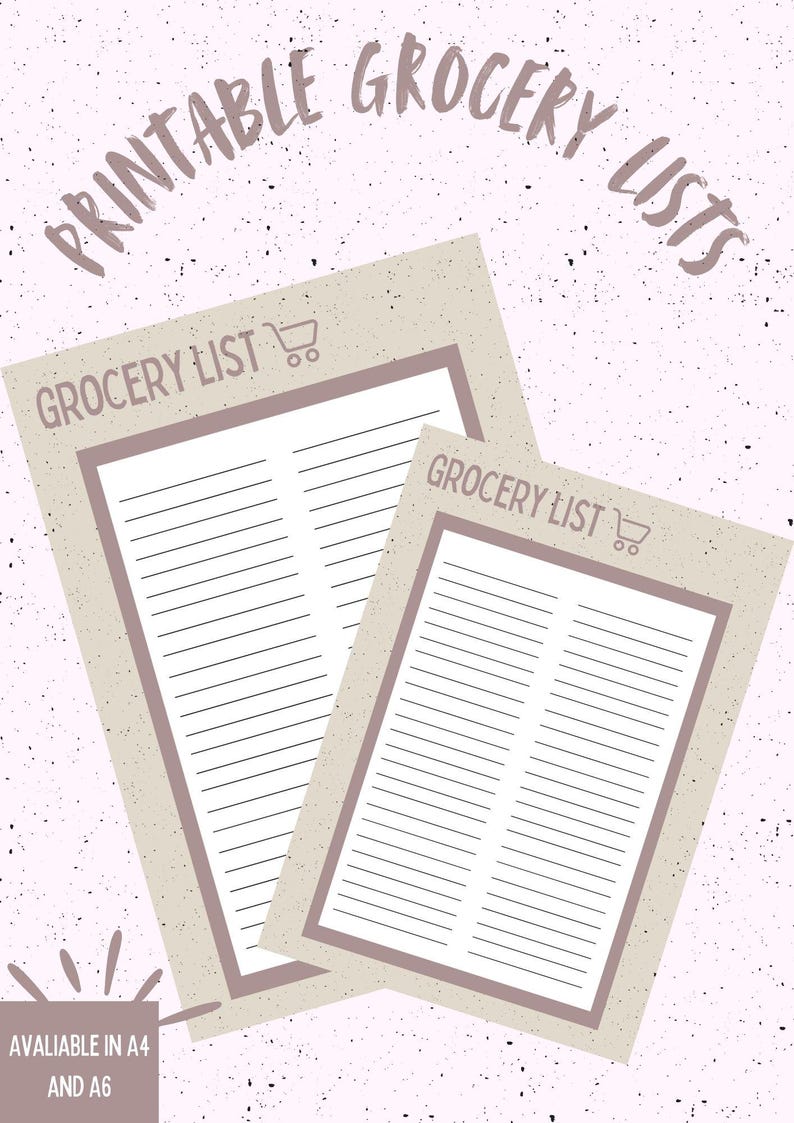 Printable Grocery List, A4, A6, Minimalistic, Aesthetic, Easy, Creative ...
