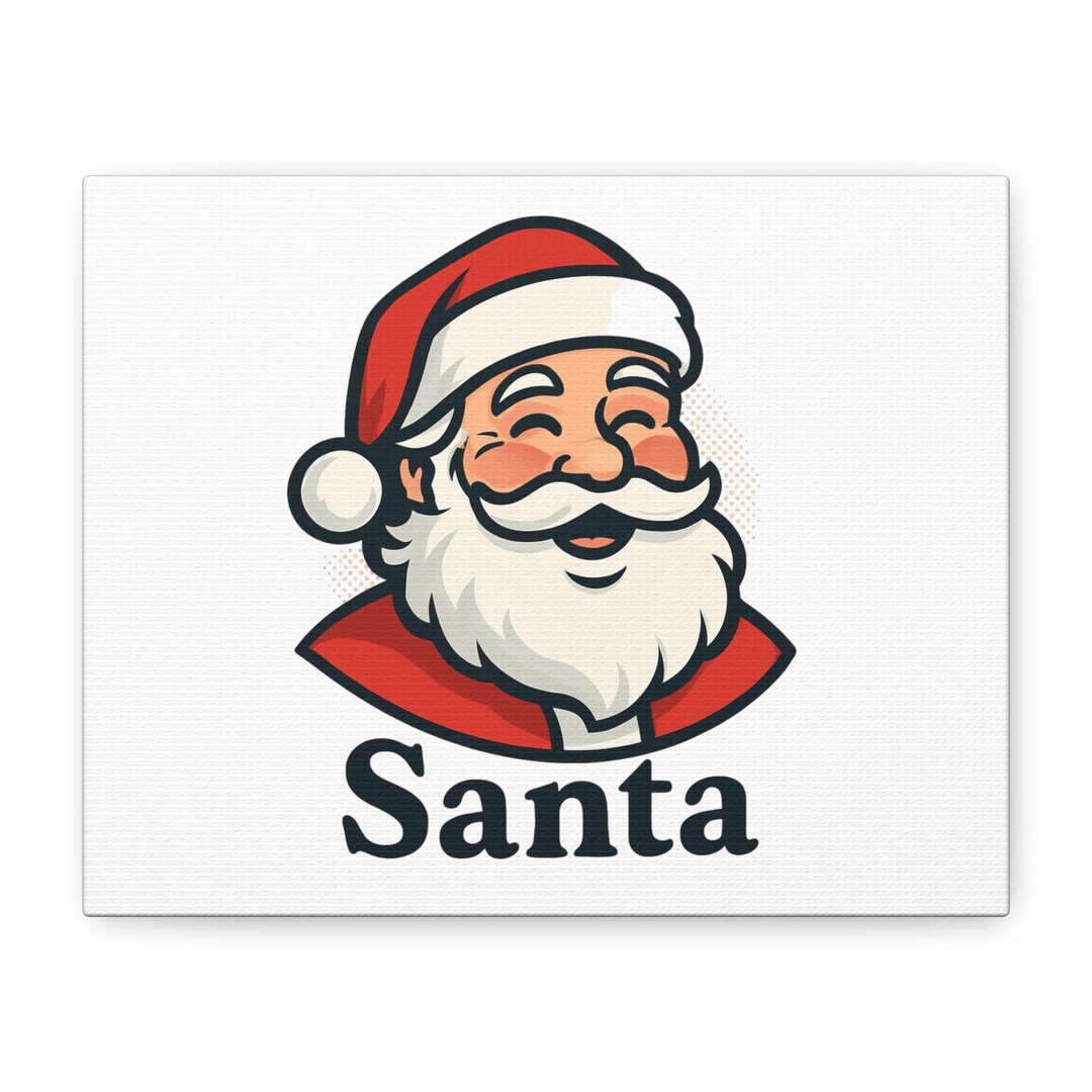 Retro Santa Illustration Canvas | Matte Stretched Holiday Wall Art - Etsy