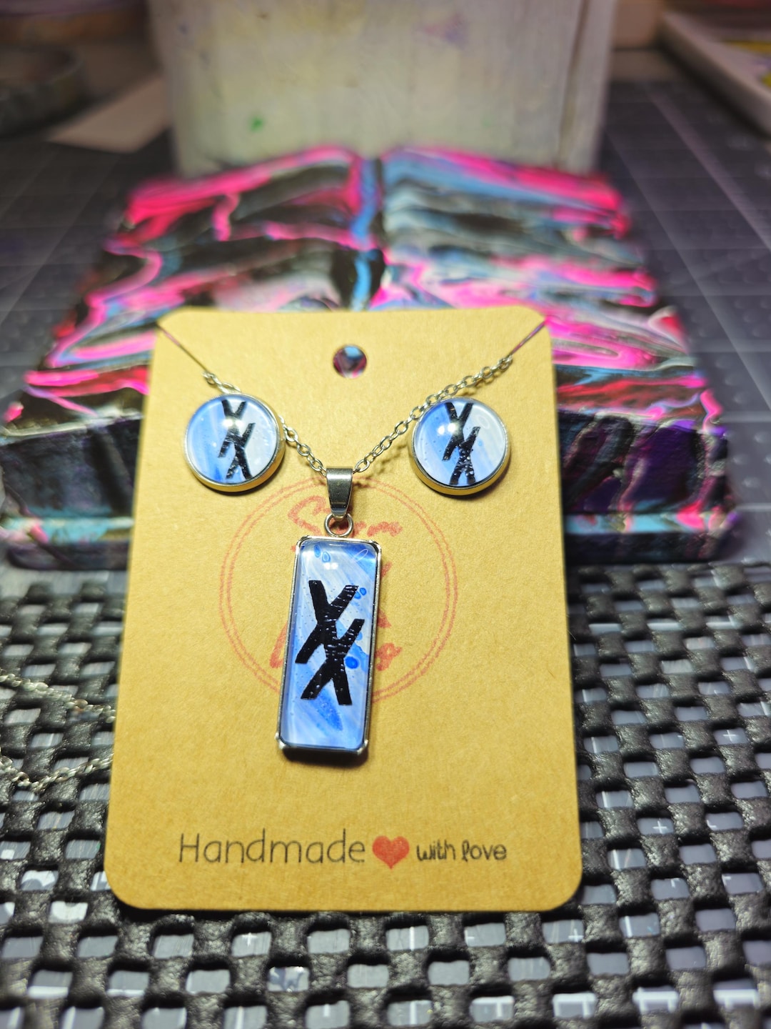 Xx Mgk Necklace and Earrings Set Blue Skies Machine Gun Kelly - Etsy Canada