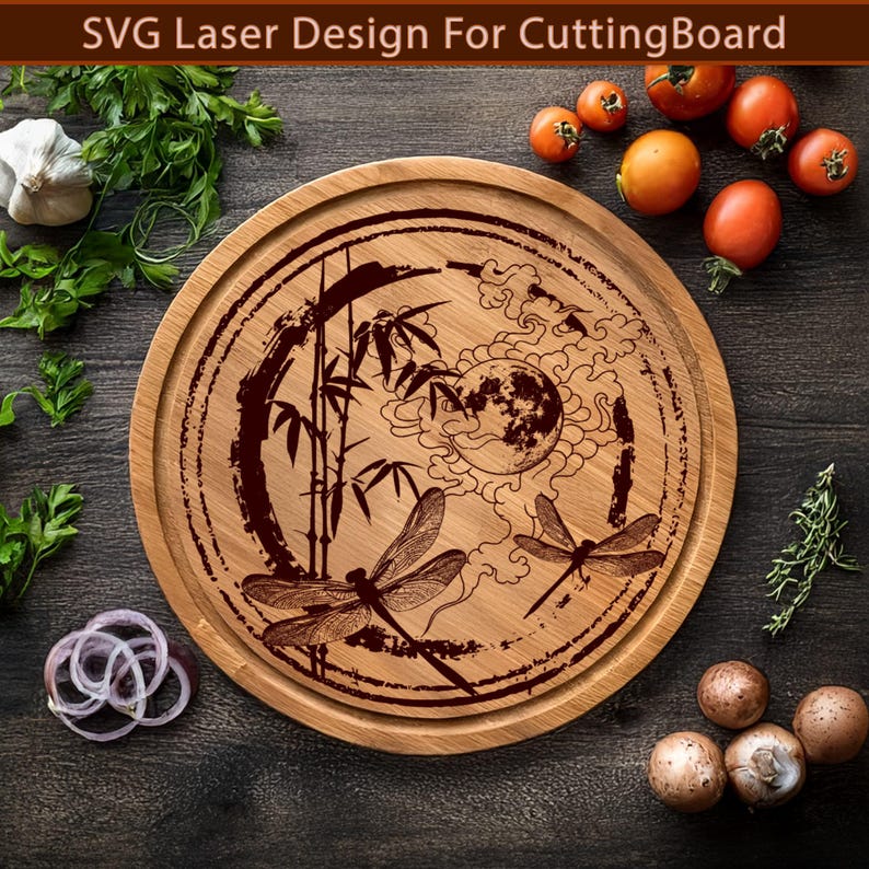 Dragonfly Cutting Board SVG File, Dragonfly Charcuterie Board for Laser ...