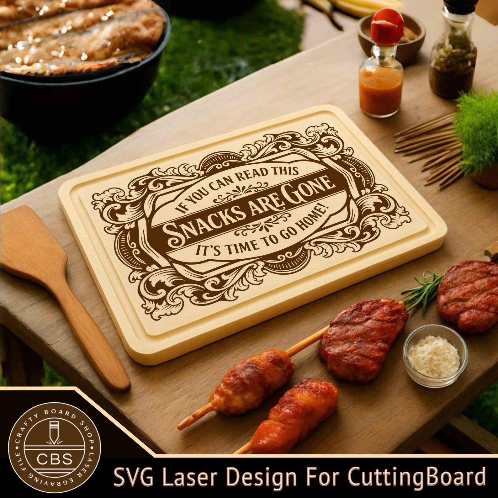 Snacks Are Gone Charcuterie Board SVG File: Laser Engraving Design ...