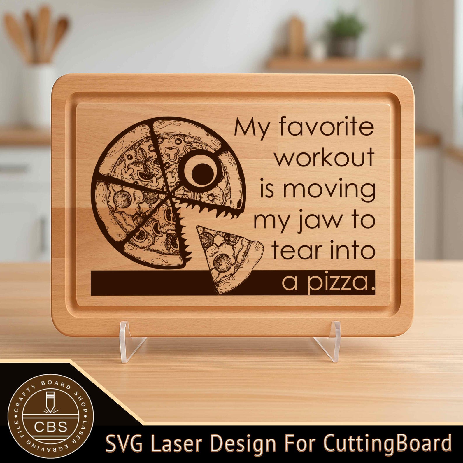 Pizza Cutting Board SVG File: Laser Engraving Design (digital Download ...