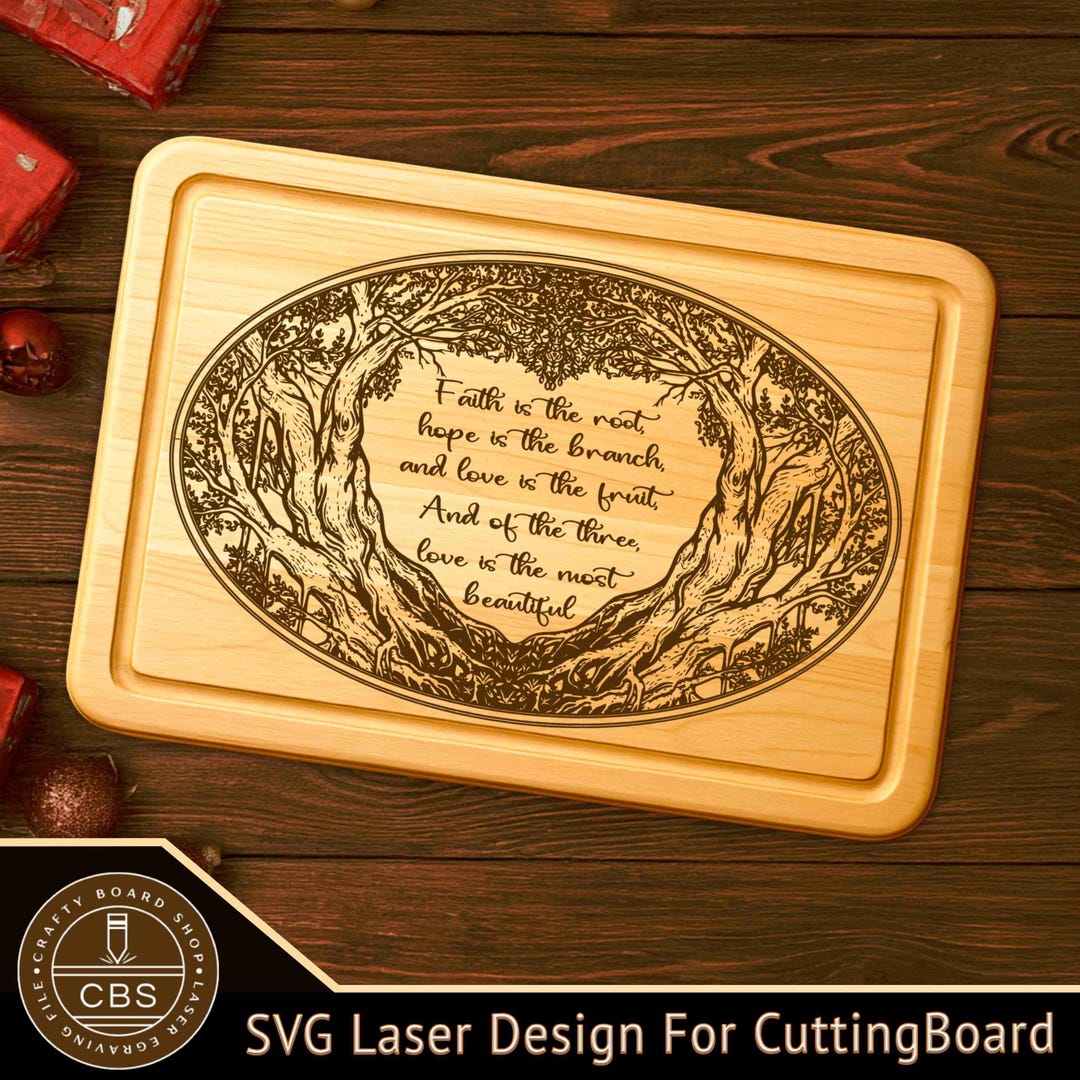 Old Tree Cutting Board SVG File: Laser Engraving Design (digital ...