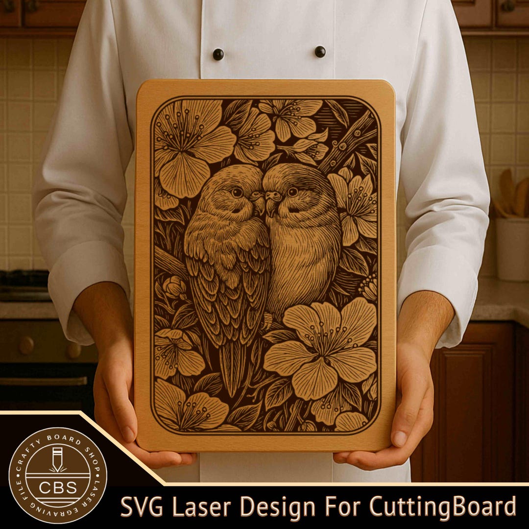 Parakeet Cutting Board SVG File: Laser Engraving Design (digital ...
