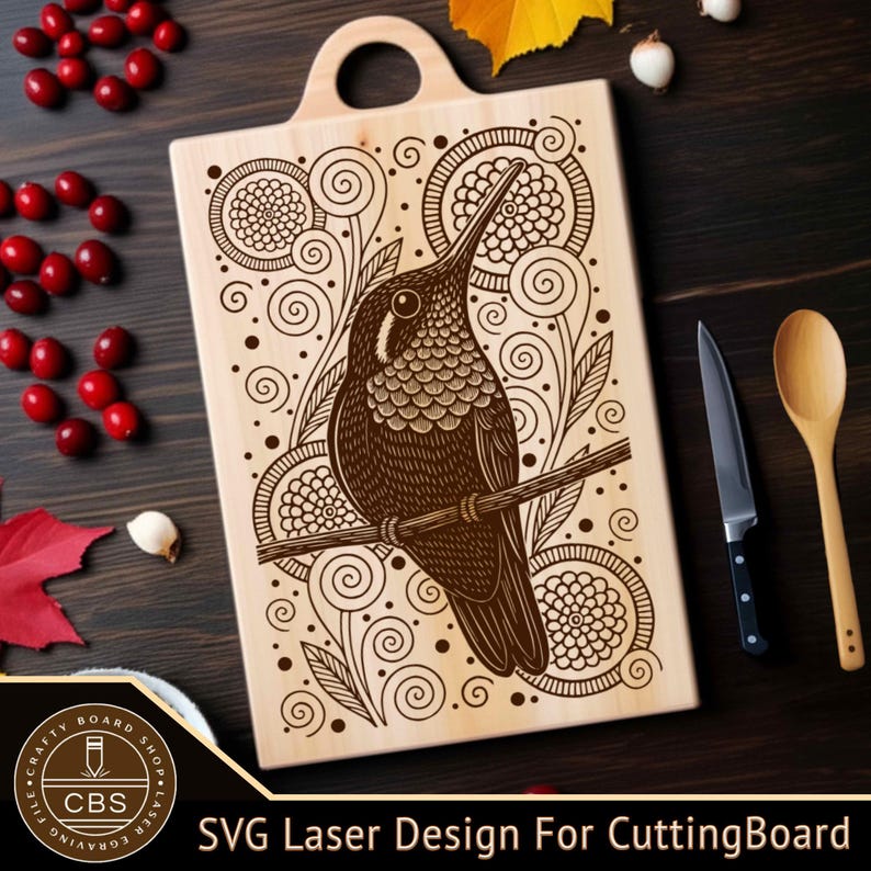 Hummingbird Cutting Board SVG Laser File (digital Download) - Etsy